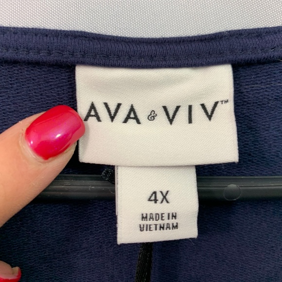 Ava & Viv | Tops | Ava Viv Plus Size Navy Blue Puffy Sleeve Shirt ...